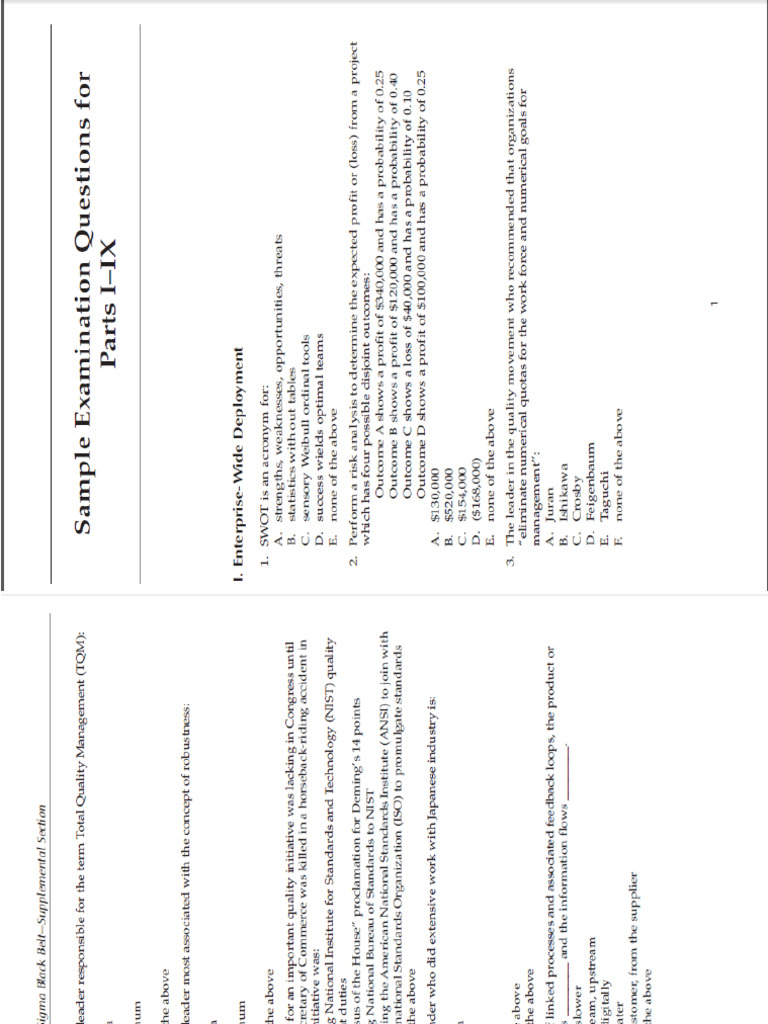 Questions From CSSBB Handbook | PDF