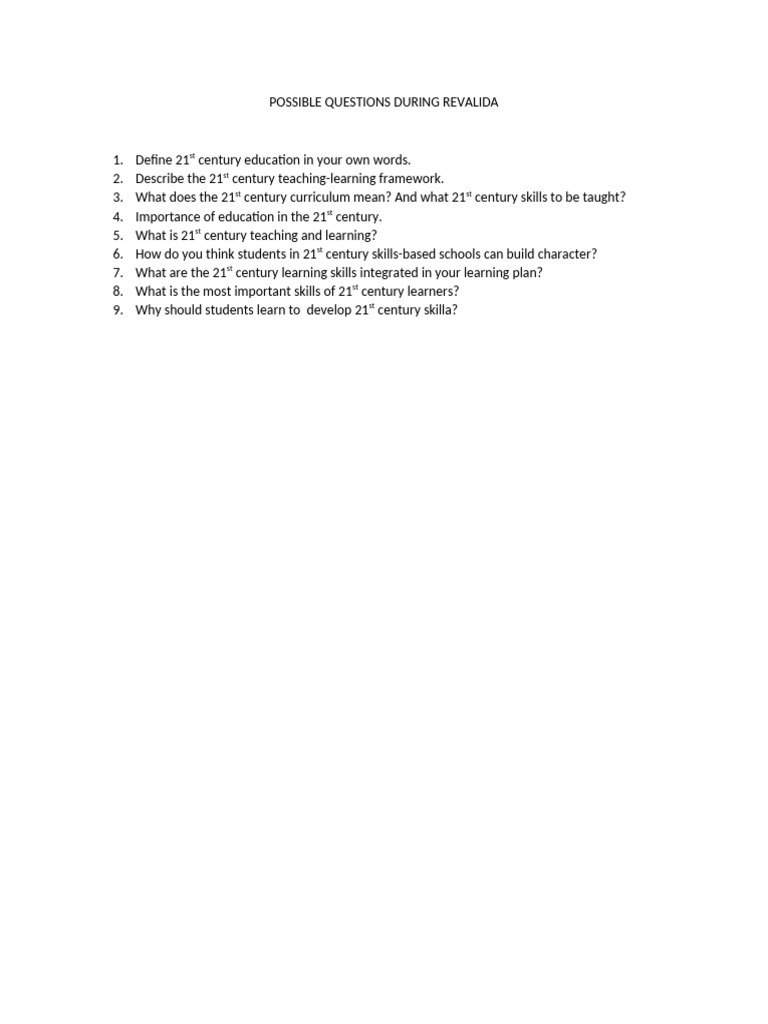 Possible Questions During Revalida | PDF