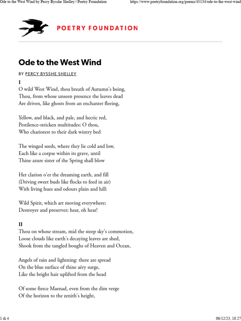 Analysis of Shelley's Ode to the West Wind | PDF | Meteorological Phenomena