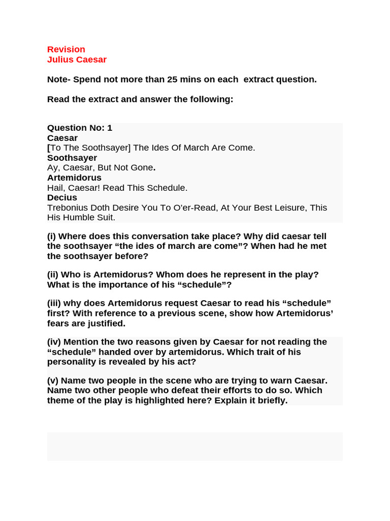 Julius Caesar Study Guide | PDF | Julius Caesar