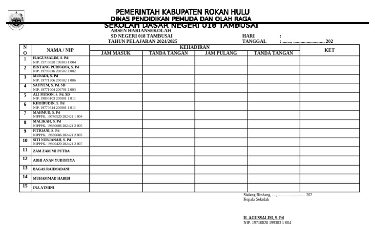 Absen Harian Guru | PDF