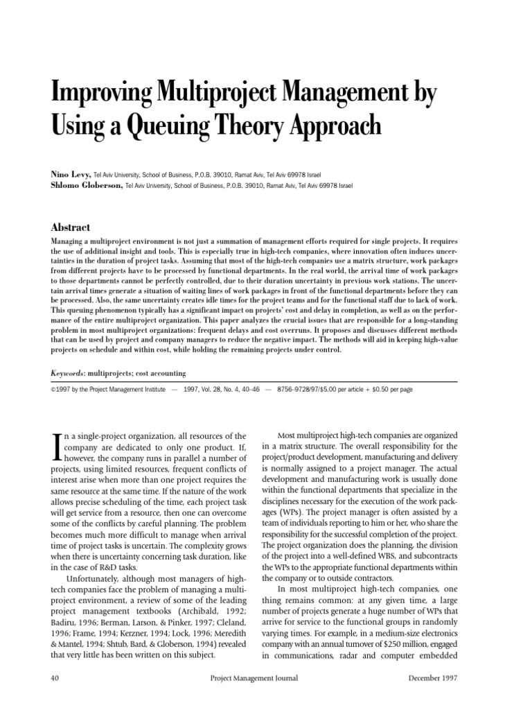 management using queuing theory approach | PDF
