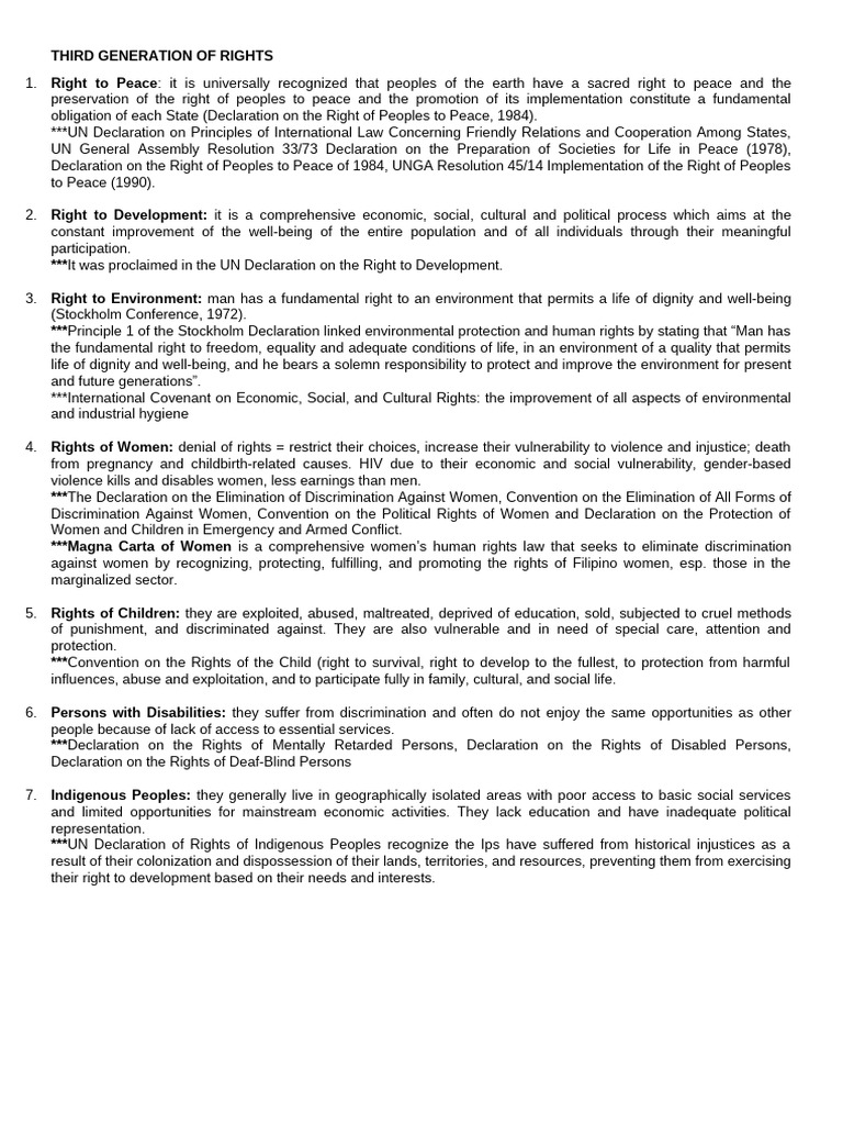Third Generation Human Rights Overview | PDF | Justice | Crime & Violence