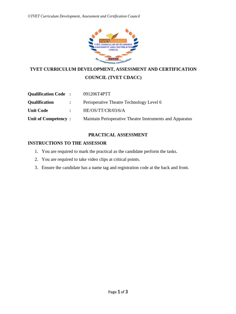 Assessor Guide Observation Checklist | PDF