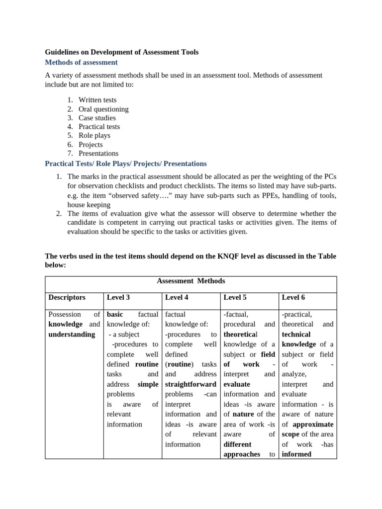 Guidelines On Development of Assessment Tools | PDF | Knowledge | Information