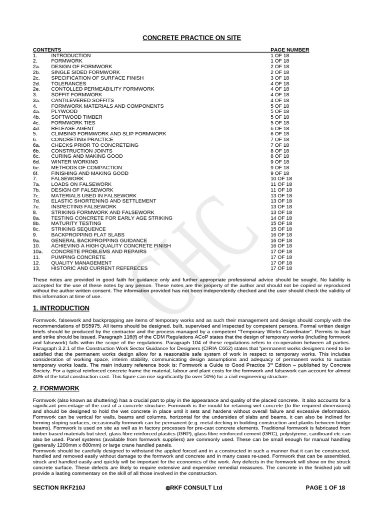 RKF210J Concrete Practice On Site | PDF | Concrete | Lumber