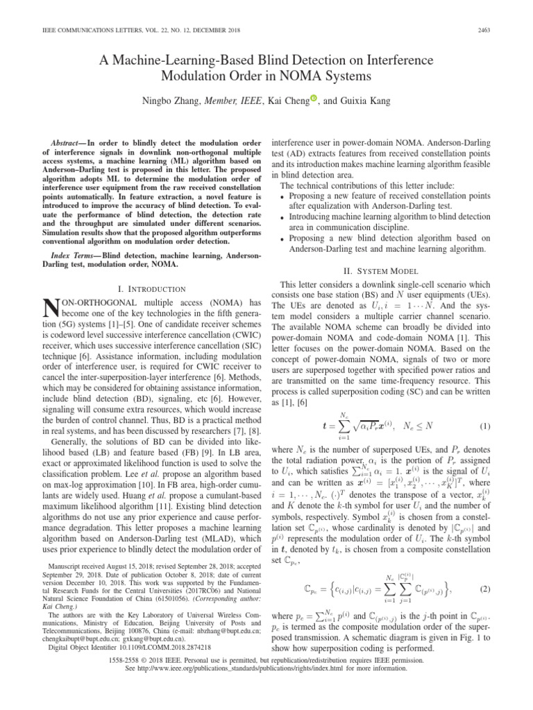 A Machine Learning Based Blind Detection On Interference Modulation