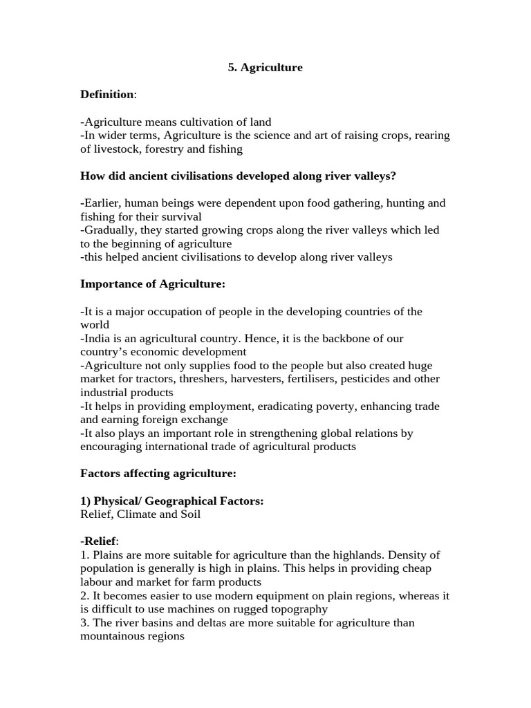 Agriculture Notes | PDF | Agriculture | Food Industry