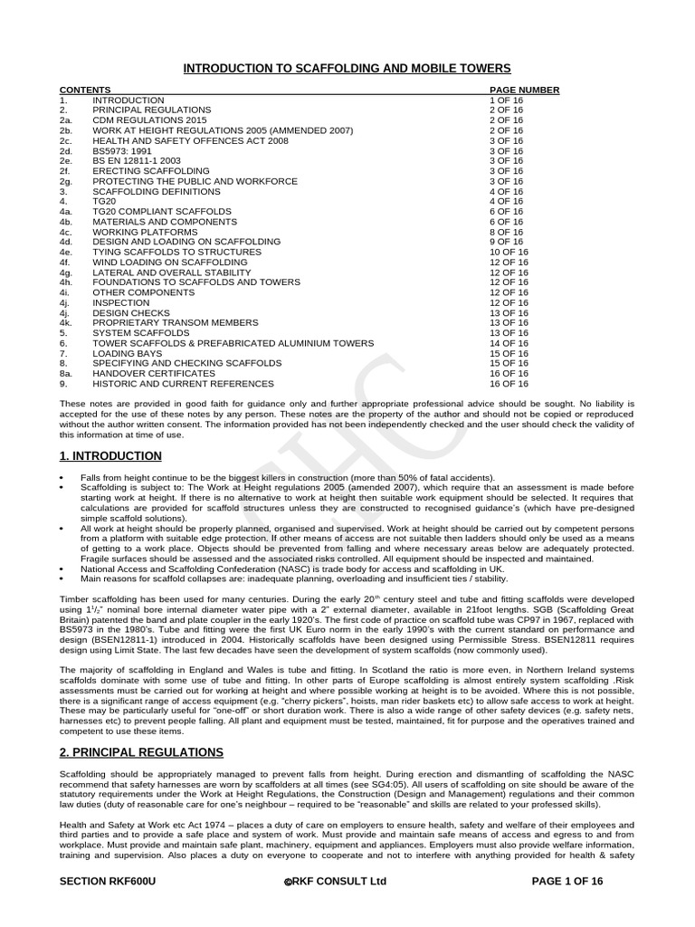 Rkf600u Introduction To Scaffolding | PDF | Scaffolding