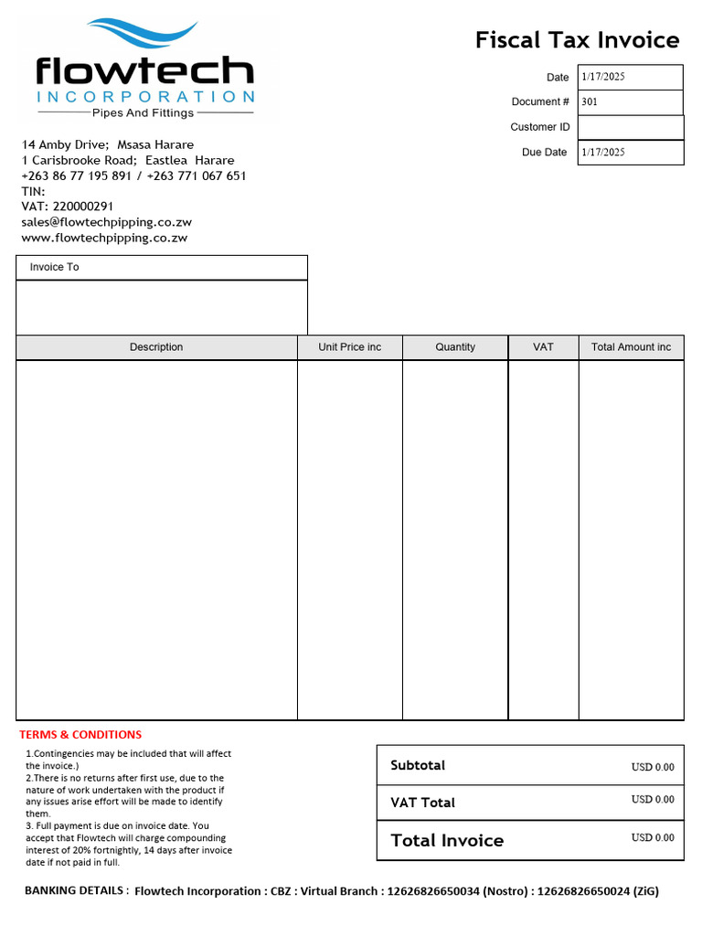 Flowtech Invoice Template | PDF