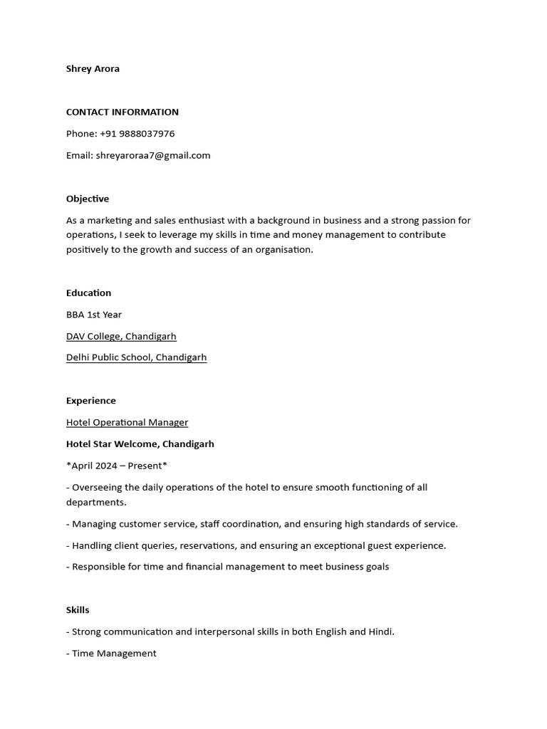 Shrey Arora Resume | PDF