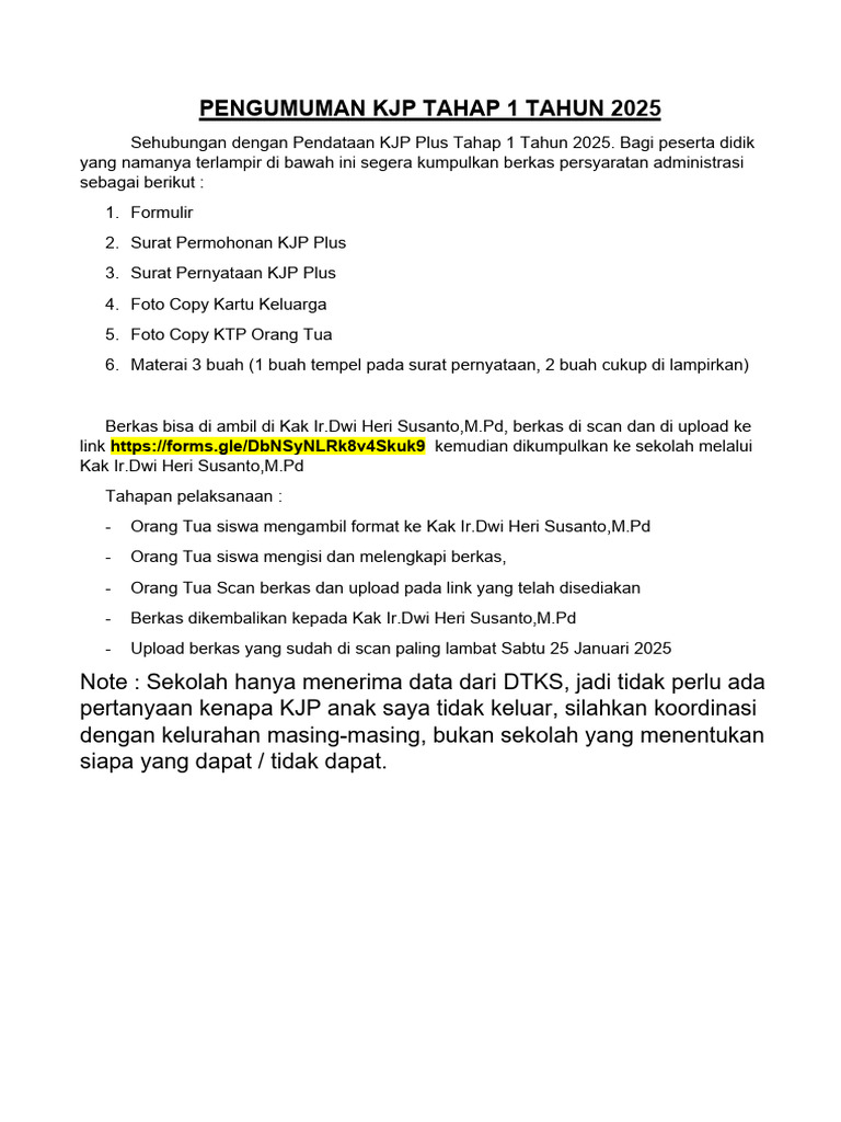 Pengumuman KJP Tahap 1 2025 | PDF