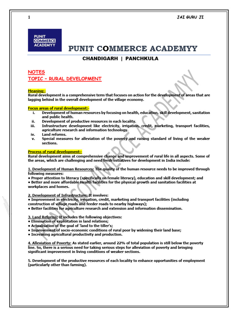 rural dev notes 2024 | PDF | Agriculture | Organic Farming