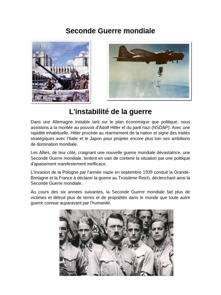 Causes et conséquences de la Seconde Guerre mondiale | PDF | Allemagne ...