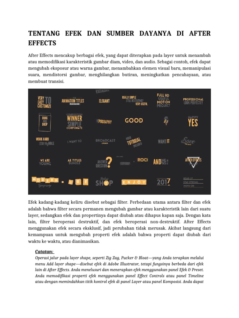 Tentang Efek Dan Sumber Dayanya Di After Effects | PDF