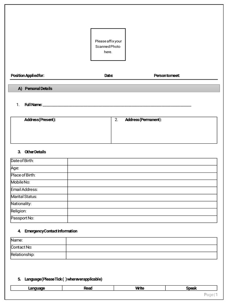 Job Application Form Template | PDF | International Law | Social ...