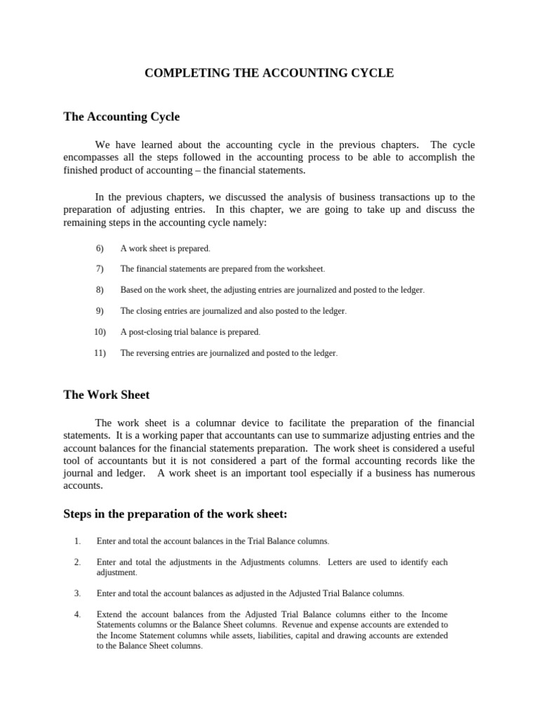 Accounting Cycle Worksheet Guide | PDF | Debits And Credits | Balance Sheet