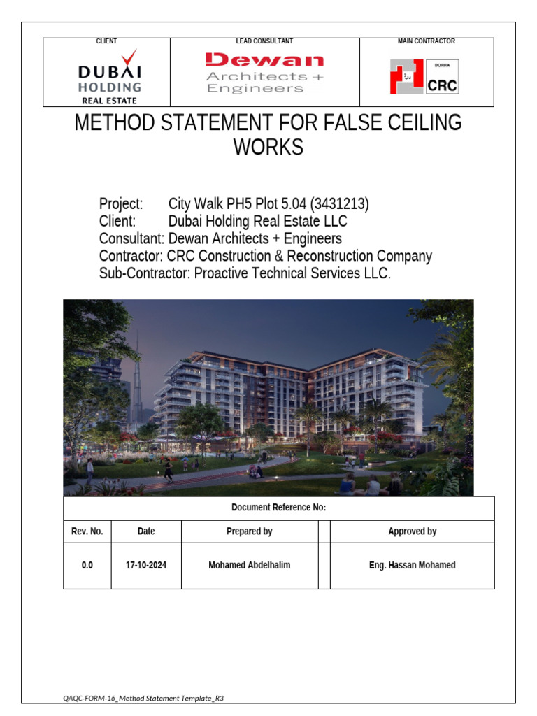 False Ceiling Method Statement | PDF | Occupational Safety And Health | Safety