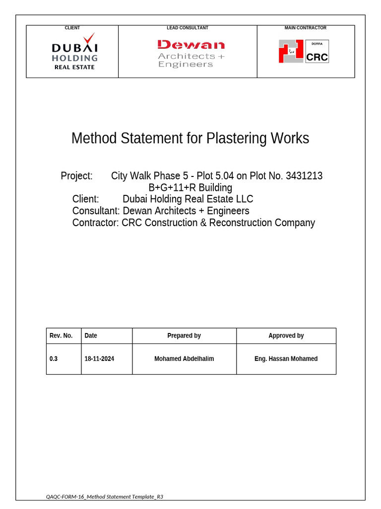 MS Plaster Rev.03 | PDF | Plaster | Occupational Safety And Health