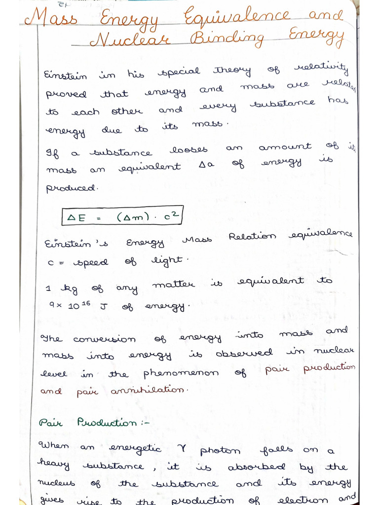 Mass Energy Equivalence | PDF