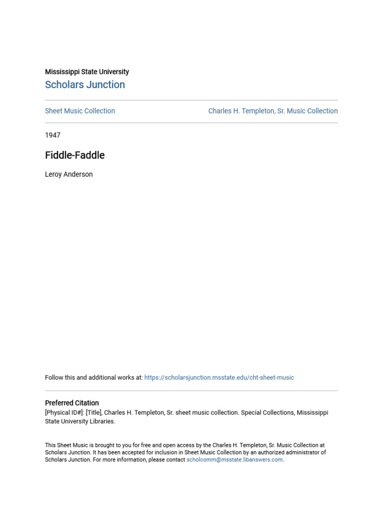 Fiddle-Faddle Sheet Music Collection | PDF