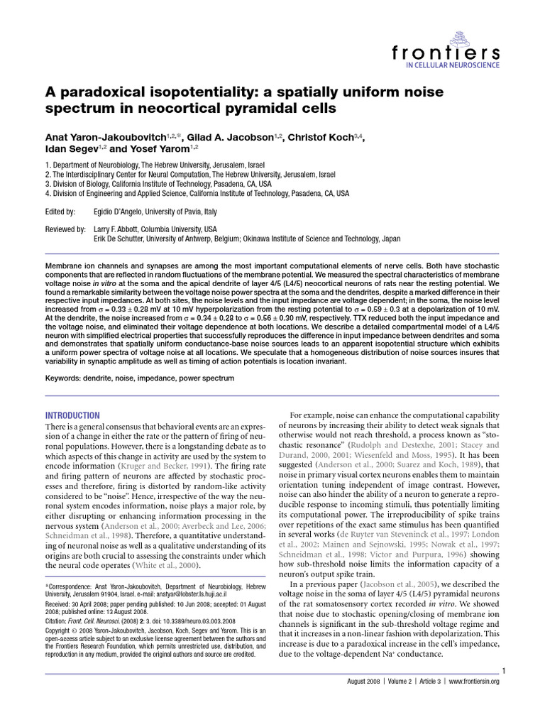 Front_Cell_Neurosci_2008_Yaron-Jakoubovitch | PDF | Dendrite ...