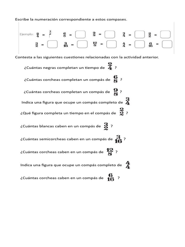 Ejercicios de Compases Musicales | PDF