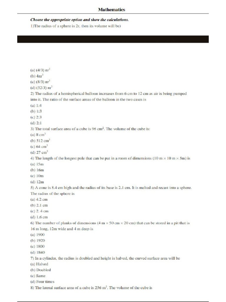 maths Holiday homework | PDF