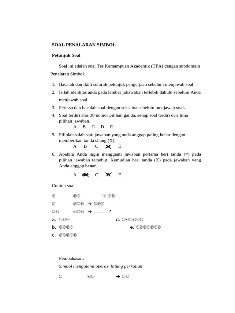 Soal Penalaran Simbol - Uji Keterbacaan | PDF