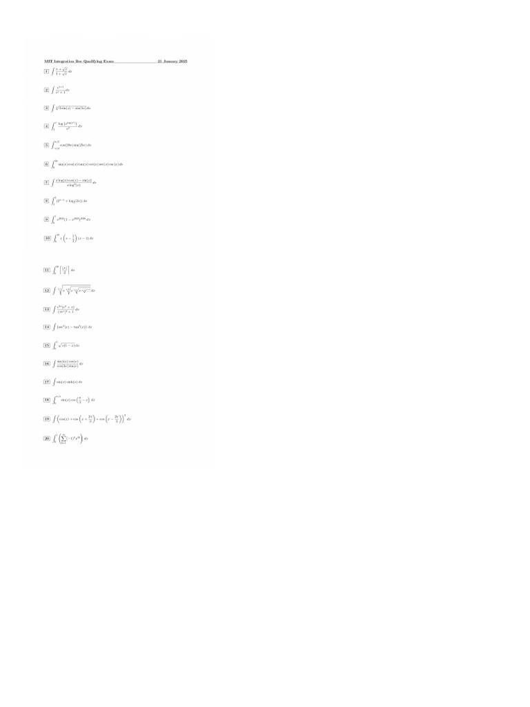 MIT INTEGRATION BEE | PDF