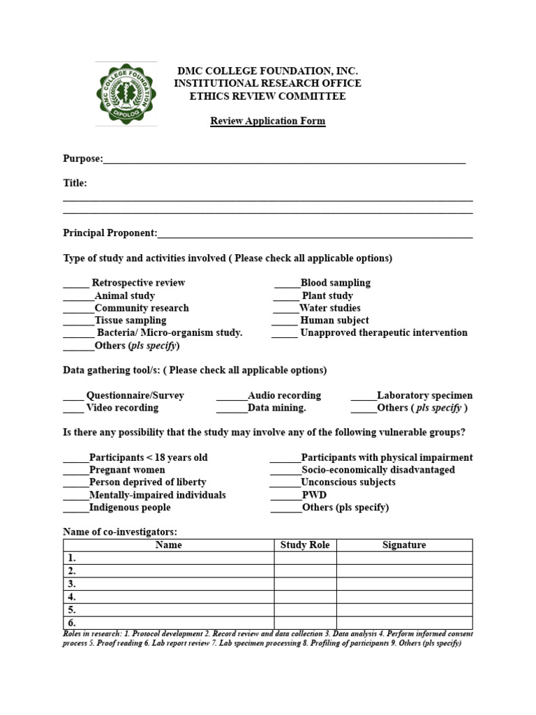 Erc Revised Application Form | PDF