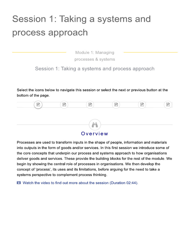 MPS - Session 1 - 0 Taking A Systems and Process Approach | PDF