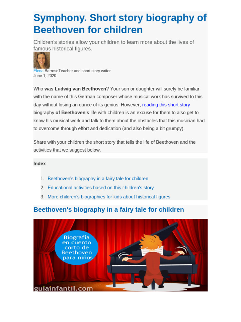 Biography of Beethoven in A Story For Children | PDF | Ludwig Van ...