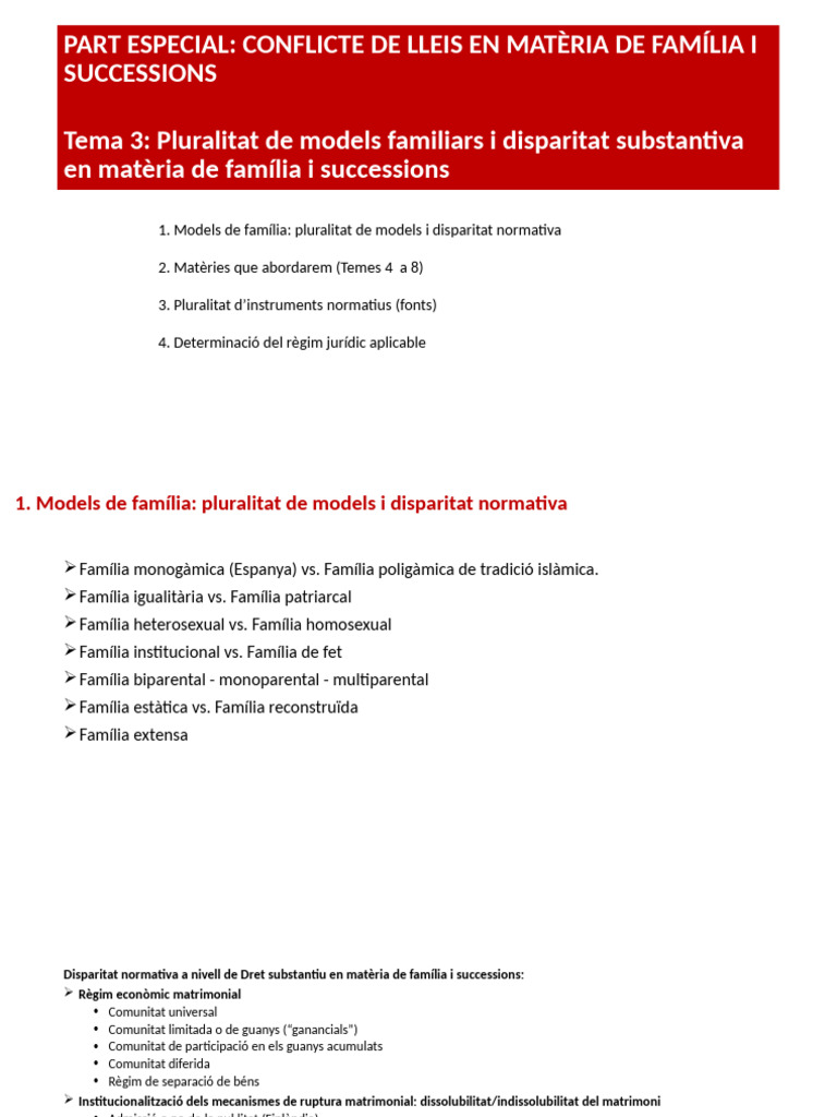 Pluralitat de Models Familiars I Disparitat Substantiva en Matã Ria de FamÃ Lia I Successions ...