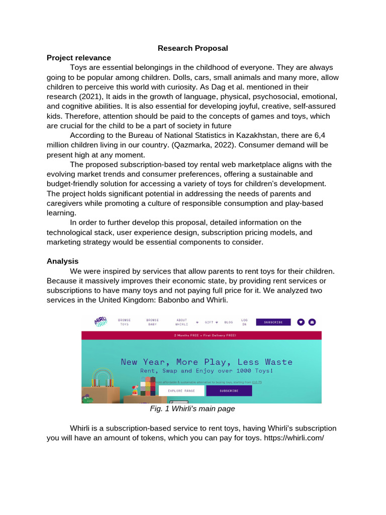 Subscription Toy Rental Marketplace Proposal | PDF | Toys ...