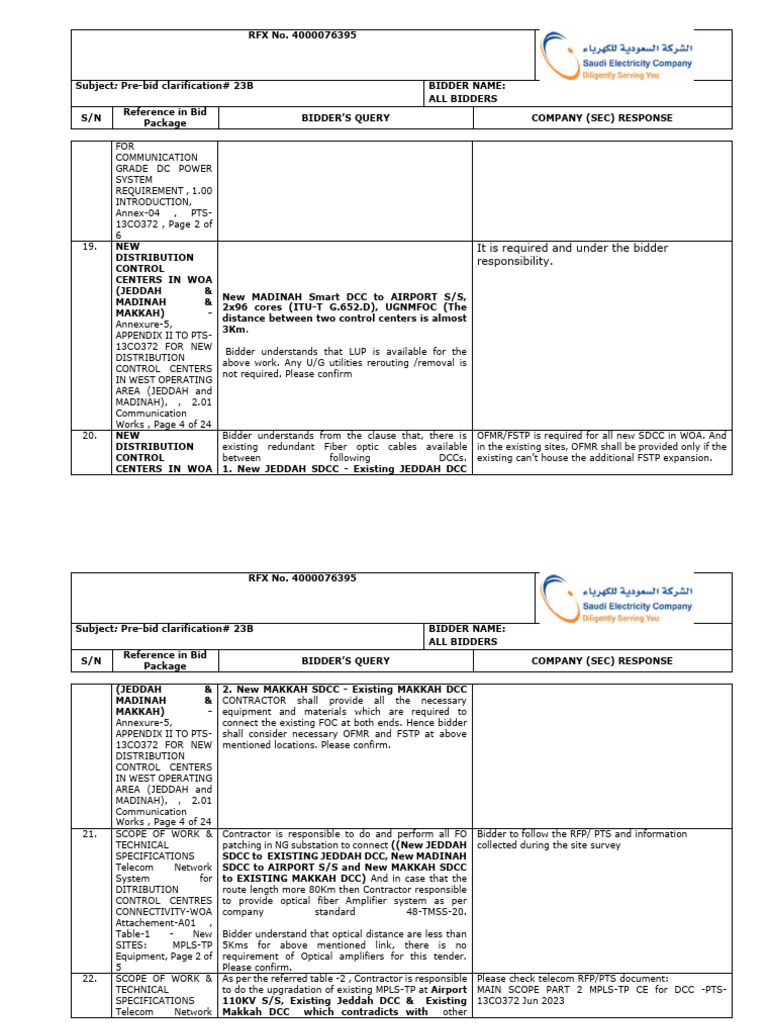28 Pre-Bid Clarification No 23 | PDF | Telecommunications Equipment | Computer Science