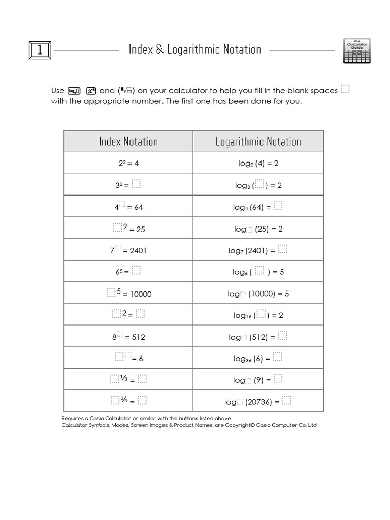 Index n Logarithmic Notation | PDF