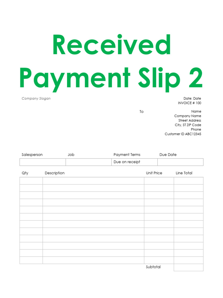 Received Payment Slip 2 | PDF