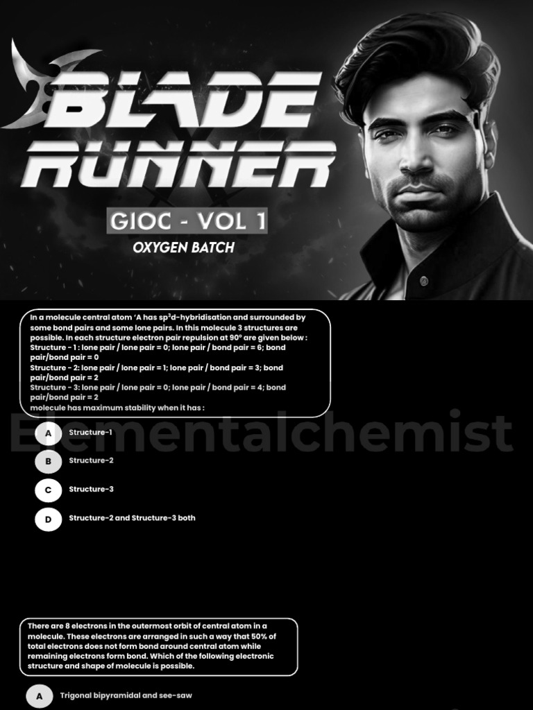 Blade Runner Vol-1 (Questions) | PDF | Chemical Bond | Physical Chemistry