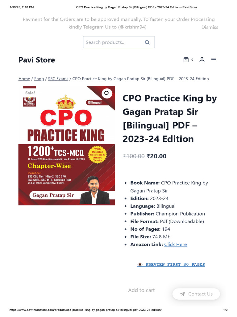 CPO Practice King by Gagan Pratap Sir (Bilingual) PDF - 2023-24 Edition ...