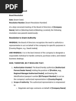 Board Resolution For Appointment of Authorised Signatory in Word Format ...
