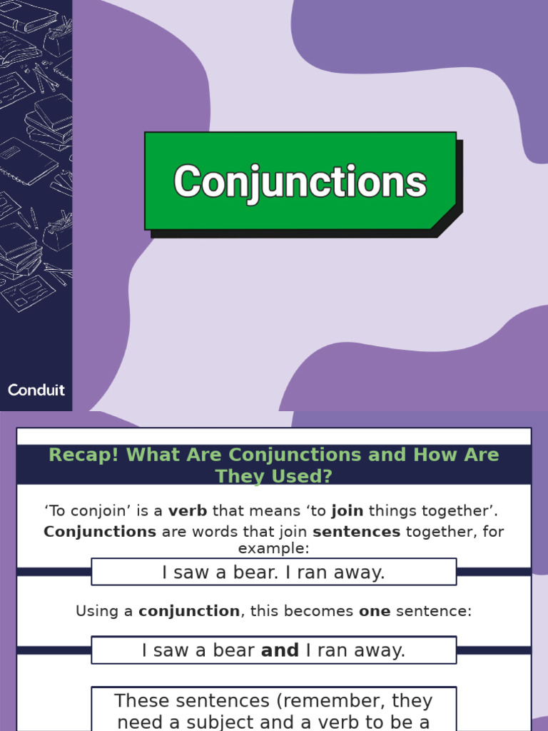 Cfe e 1652959948 Literacy Lesson Conjunctions - Ver - 1 | PDF | Semantic Units | Language Mechanics