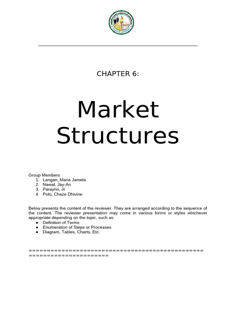 CHAPTER 6 - Market Structures | PDF | Perfect Competition | Oligopoly