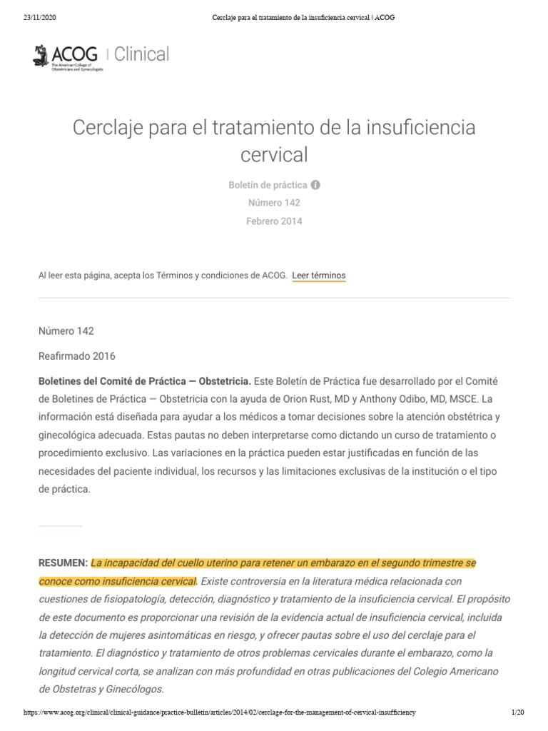 Cerclaje Bucal e Incompetencia Cervical | PDF