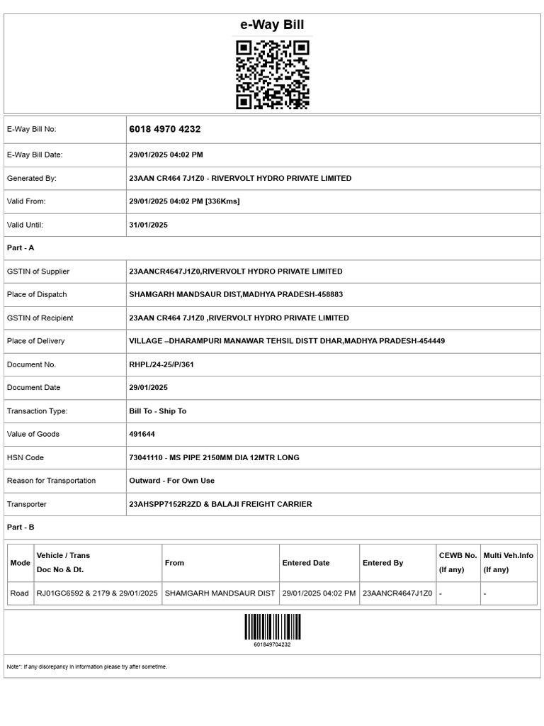 E-Way Bill System DC-361 | PDF