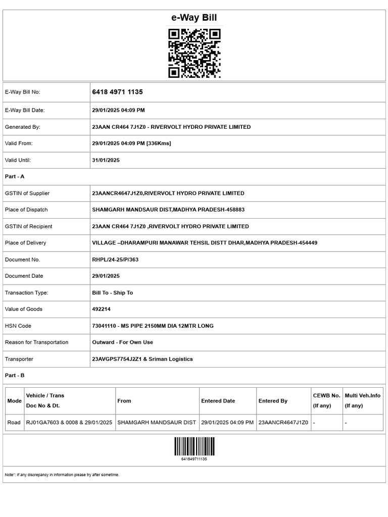 E-Way Bill System DC-363 | PDF