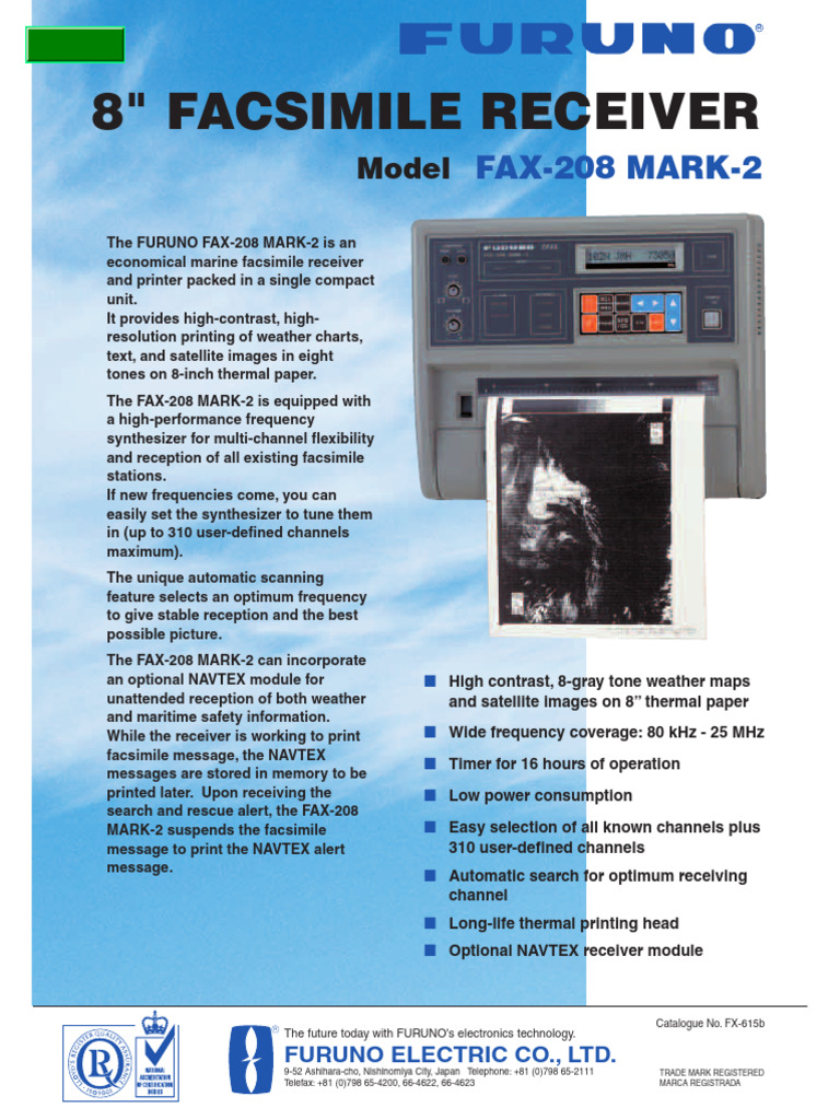 FURUNO FAX-208 MARK-2 Receiver Overview | PDF | Fax | Equipment