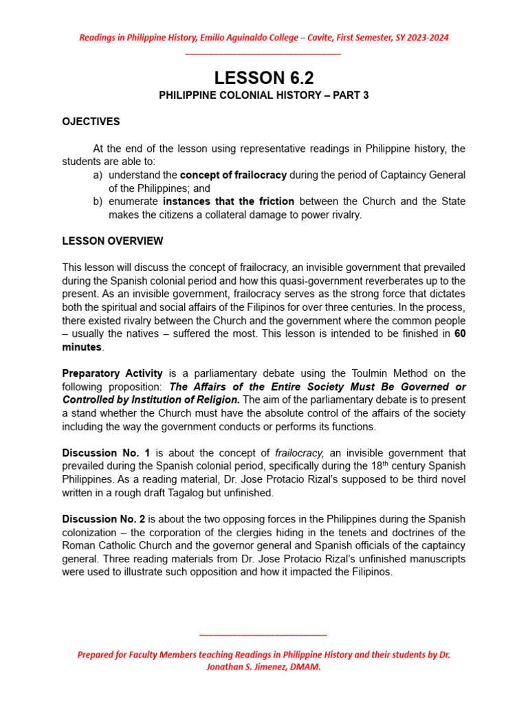 Understanding Frailocracy in Colonial Philippines | PDF | Philippines ...