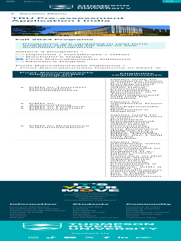 TRU Pre-Assessment Application India | PDF | Academia | Educational Stages