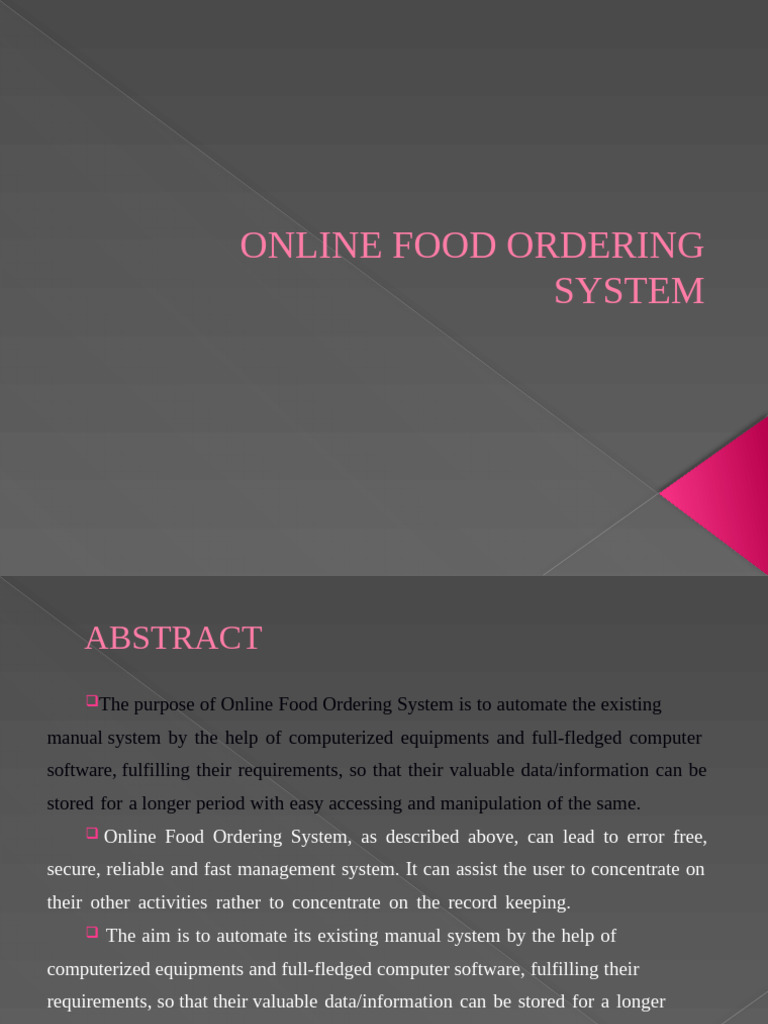 Online Food Ordering System Overview | PDF | Software | My Sql